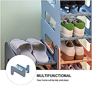 STOBAZA 2 pcs Blue Home Saving Sneaker Plastic Stackable Heels Slots Low Organization Shoe Sandals Space Sneakers Saver Household Cabinet Rack Toy Container Clo for Shelf High