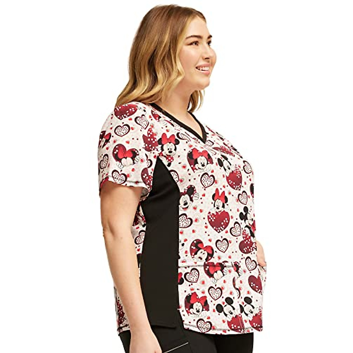 Tooniforms Women Scrubs Top V-Neck Print TF783, L, Hearts To You