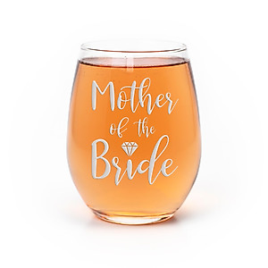 Mother Of The Bride Stemless Wine Glass - Mother Of Bride Gift Ideas, Unique Mother Of Bride Gifts, Glasses for Weddings