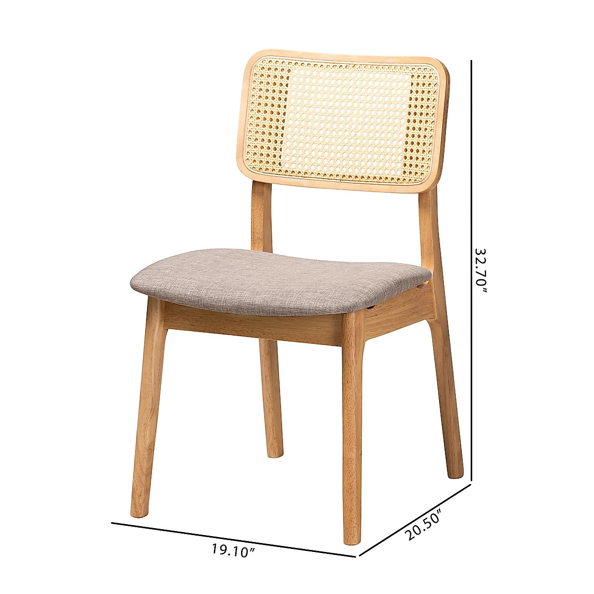 Baxton Studio Dannon Dining Chairs, Set of 2, Grey/Natural Oak/Light Brown