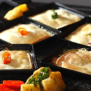 Non-Stick Coated Mini Grill Pan Cheese Melting Accessories for Raclettes Replacement/Additional Raclette Dishes Mini Grill Pan, Square Shape(4PCs)