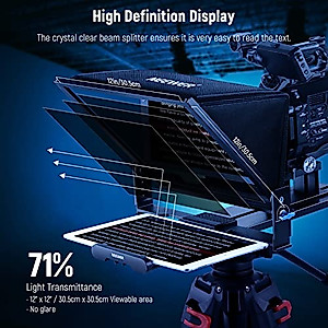 NEEWER Teleprompter X17 with RT-110 Remote & APP Control (Bluetooth Connection via NEEWER Teleprompter App), 17" No Assembly Compatible with iPad Android Tablet/Camera/Camcorder, Max Load 44.1Ib/20kg