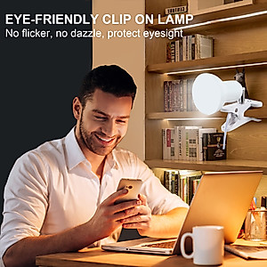 RONG&LAN LED Metal Clip On Light Clip on Lamp for Desk, 360° Adjustable Clamp Reading Light for Bed, Eye-Friendly Book Night Light for Desk Bed Table Dorm Room Bedroom Office Reading SUN-88 White