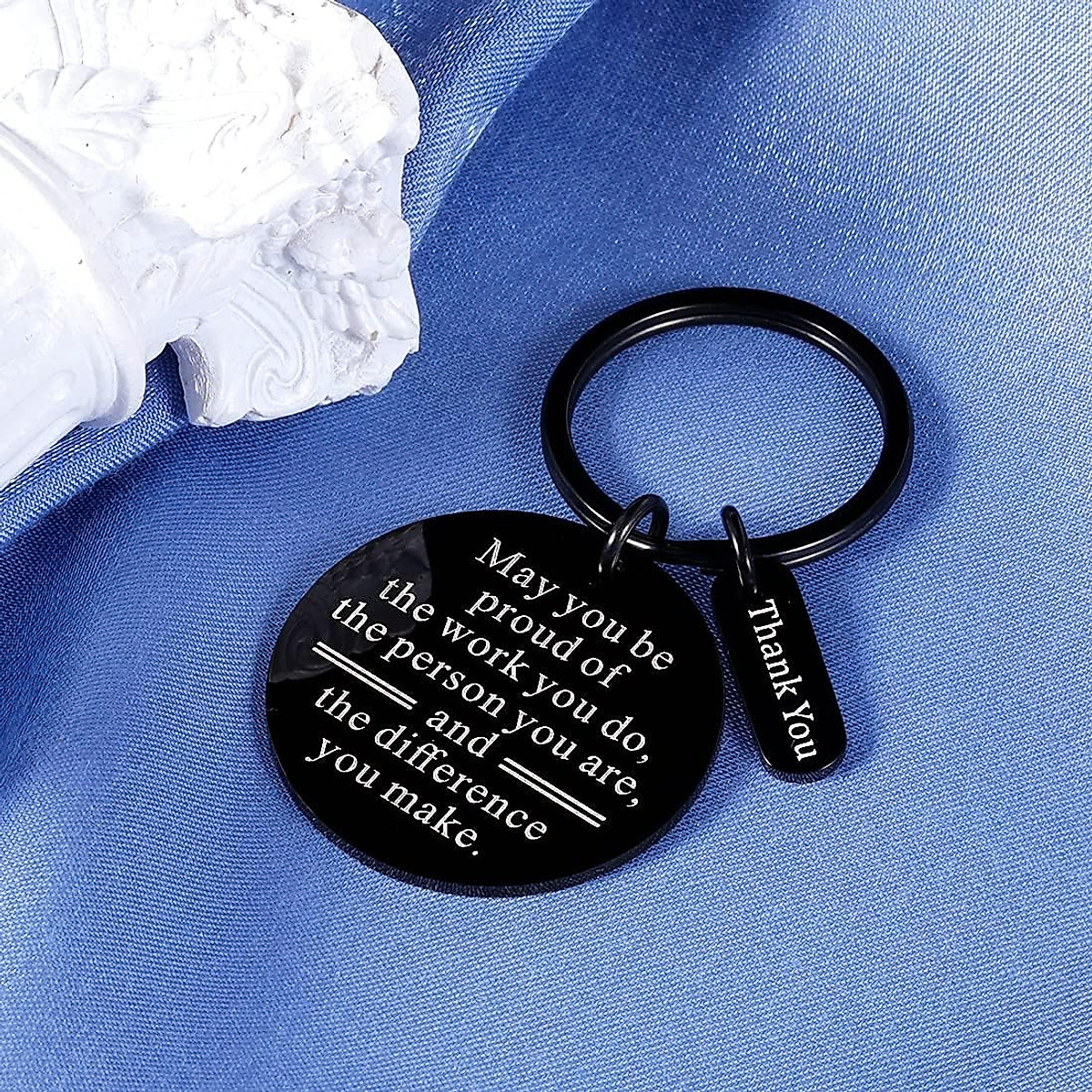 Lucullan Lepole Keychain - Thank You Gifts for Coworkers & Employees - Valentine & Farewell Gifts for Women & Men - Engraved Stainless Steel Keychain with Sentimental Quotes - Black
