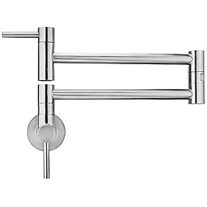 Geyser GF46-S Andorra Series Stainless Steel Wall Mount Two Handle Pot Filler Faucet (Brushed Stainless Steel Finish)