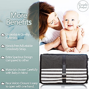 Travel Changing Pad, Diaper Clutch Bag, Portable Diaper Changing Pad w/Adjustable Shoulder Strap & Wipes Holder, Small Diaper Bag w/Large Mat for Toddler, Baby Changing Pad Portable