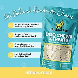 Hotspot Pets 4-5 Inch USDA Certified Facility Rawhide Dog Chew Bones - Choice of 10, 20, 30 Packs - from Grass Fed Brazilian Cows - Promotes Dental Hygiene and Good Behavior (10 Pack)