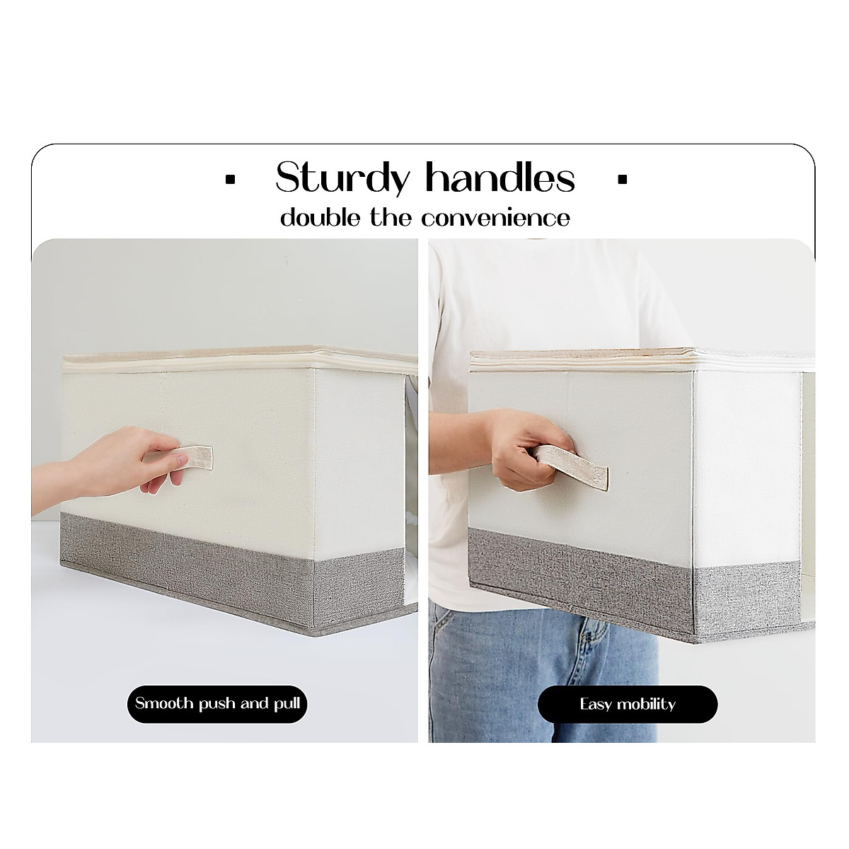 LoforHoney Home Bundle- Storage Baskets with Clear Window,2-Pack & Storage Bins with Lids, Beige & Gray, 2-Pack