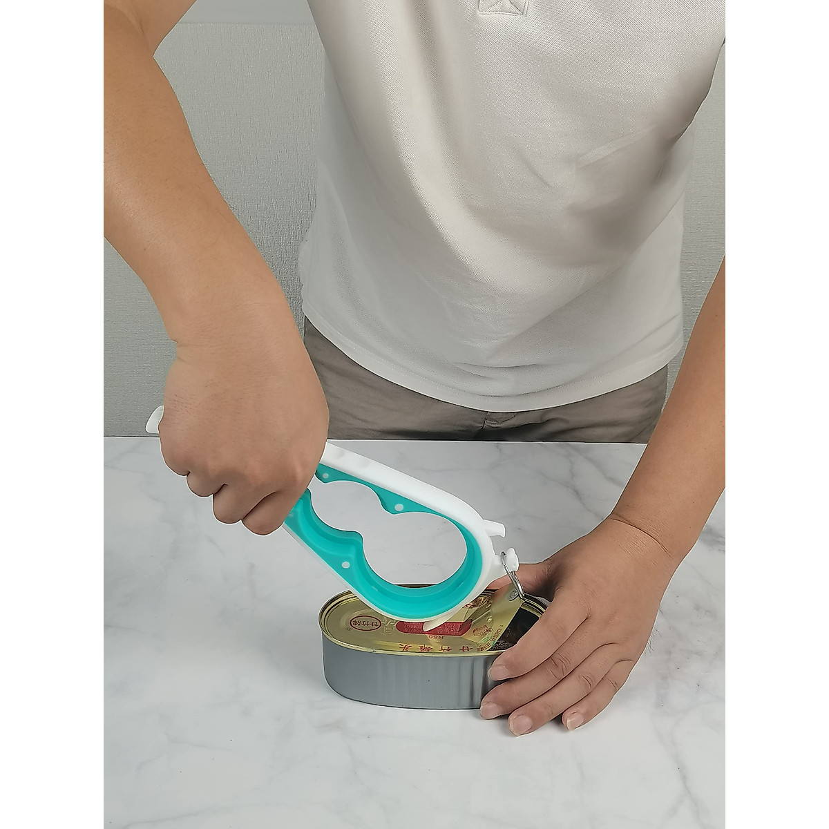 Otstar Jar Opener Bottle Opener and Can Opener for Weak hands, Seniors with Arthritis and Anyone with Low Strength, Mutil Jar Opener Get Lids Off Easily (White and Cyan)