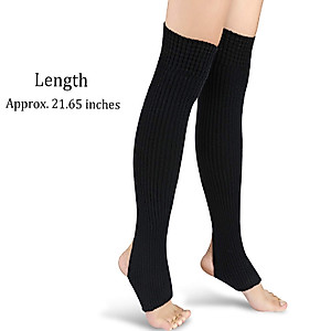 SATINIOR 2 Pairs Stirrup Leg Warmers Straight Over the Knee Socks 21.65 Inch Ballet Dance Socks Yoga Latin Boot Cuffs Socks for Women
