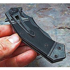 VORTEK SPROCKET: Black G10 Handles, Ball Bearing Pivot System, 8Cr13MoV Drop Point Blade, Great Everyday Carry Knife EDC with Stainless Steel Pommel