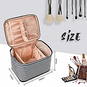 OCHEAL Makeup Bag,Large Travel Makeup Bag Organizer Cosmetic Bags for Women Washable Make Up Bag Makeup Organizer Case with Dividers - Black/White Stripes