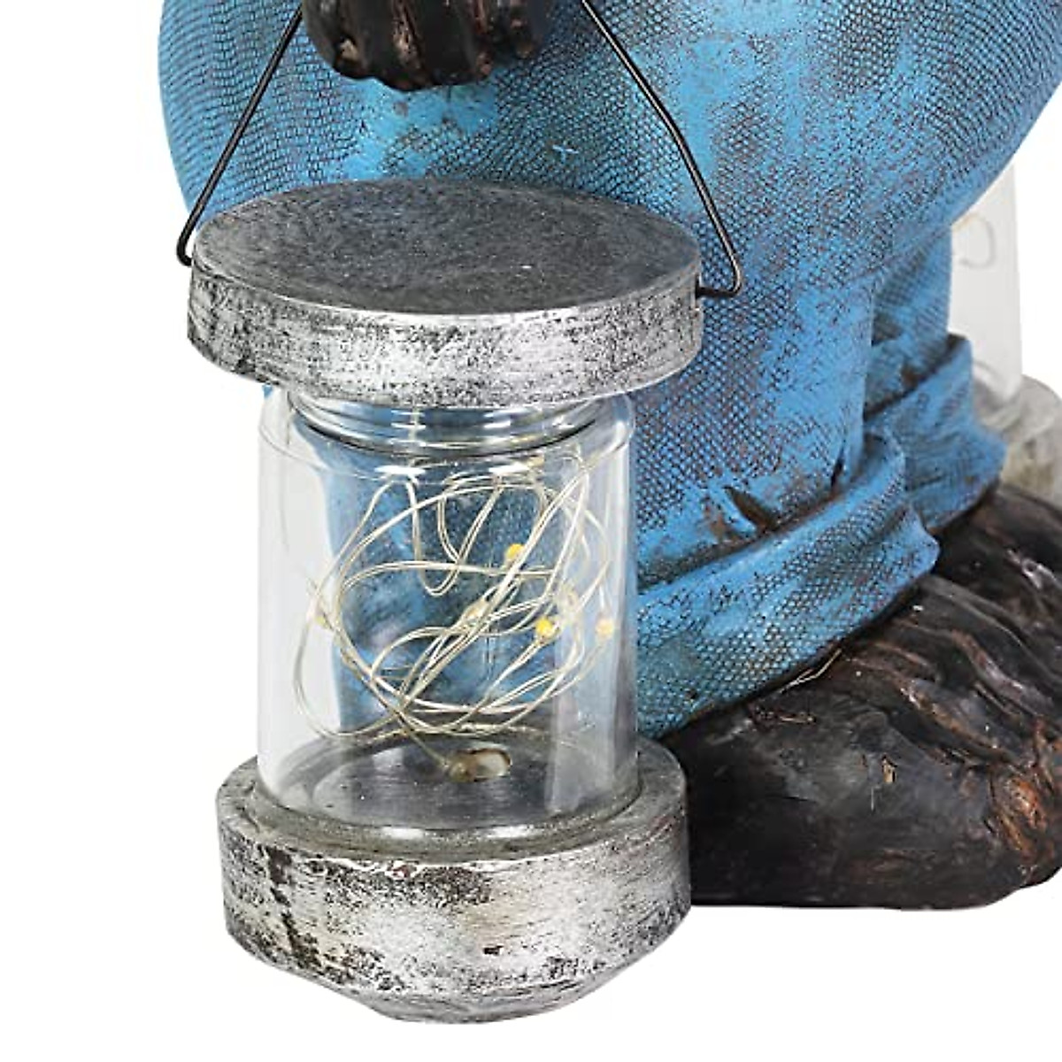 Exhart Garden Sculpture, Farmhouse Black Bear Solar Garden Statue with Glass Jars, LED Firefly Lights, Outdoor Garden Decoration, 12.5 Inch