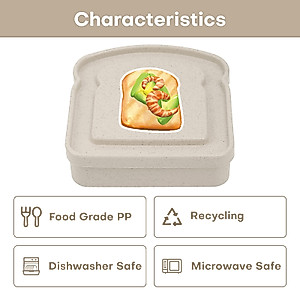ATAMOW Sandwich Containers, 4 Pcs Sandwich Containers for Lunch Boxes with 10 Sheets Food Graffiti Stickers, Sandwich Box with Lid, BPA Free, Microwave & Dishwasher Safe(Beige
