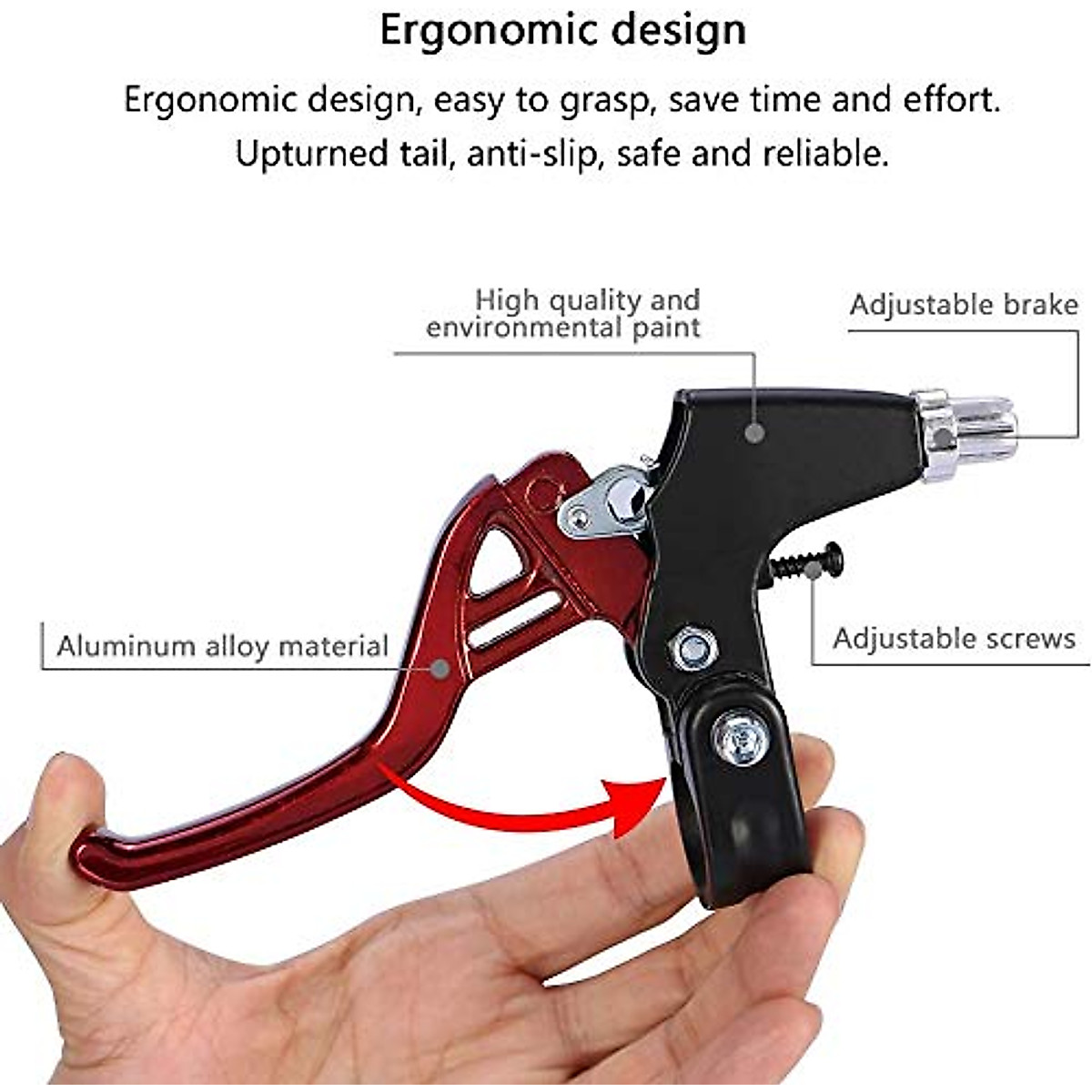 Tbest Bike Brake Levers BMX,Evercross Handbrake Levers,1 Pair ycle Brake Levers Aluminium Alloy Cycling Brakes Handles 4 Colors Available (Red) Kids Bicycle Brake Lever BMX Brake Lever