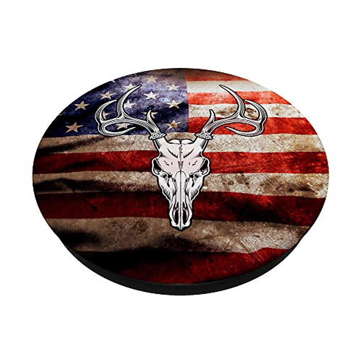 Deer Skull Hunting American Flag Patriotic USA Pride Gift PopSockets PopGrip: Swappable Grip for Phones & Tablets