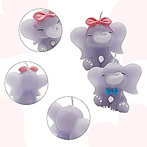 2 PCS Cute Elephant Aesthetic Candles, Trendy Pair Elephants Candle, Handmade Adorable Cute Elephant Baby Shower Cake Topper Candle for Couples Birthday Anniversary Home Party Decor