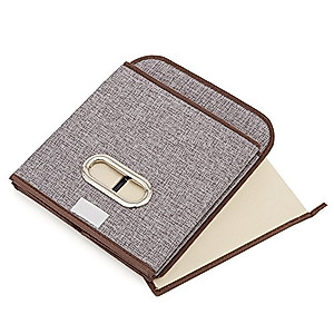 EZOWare 4pc Storage Basket Bins with Lid - Linen lidded Fabric Folding Boxes Cubes Containers - Gray, 9.8 x 9.8 x 9.8 inches