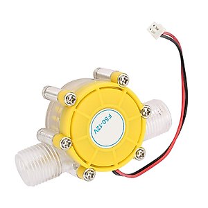 Shexton Micro Hydroelectric Generator, F50 Micro-Hydro Dc Water Flow Pump Turbine Hydroelectric Power Energy Generator Motor Accessories Dc Water Generator Yellow Output Voltage 80v(12v)