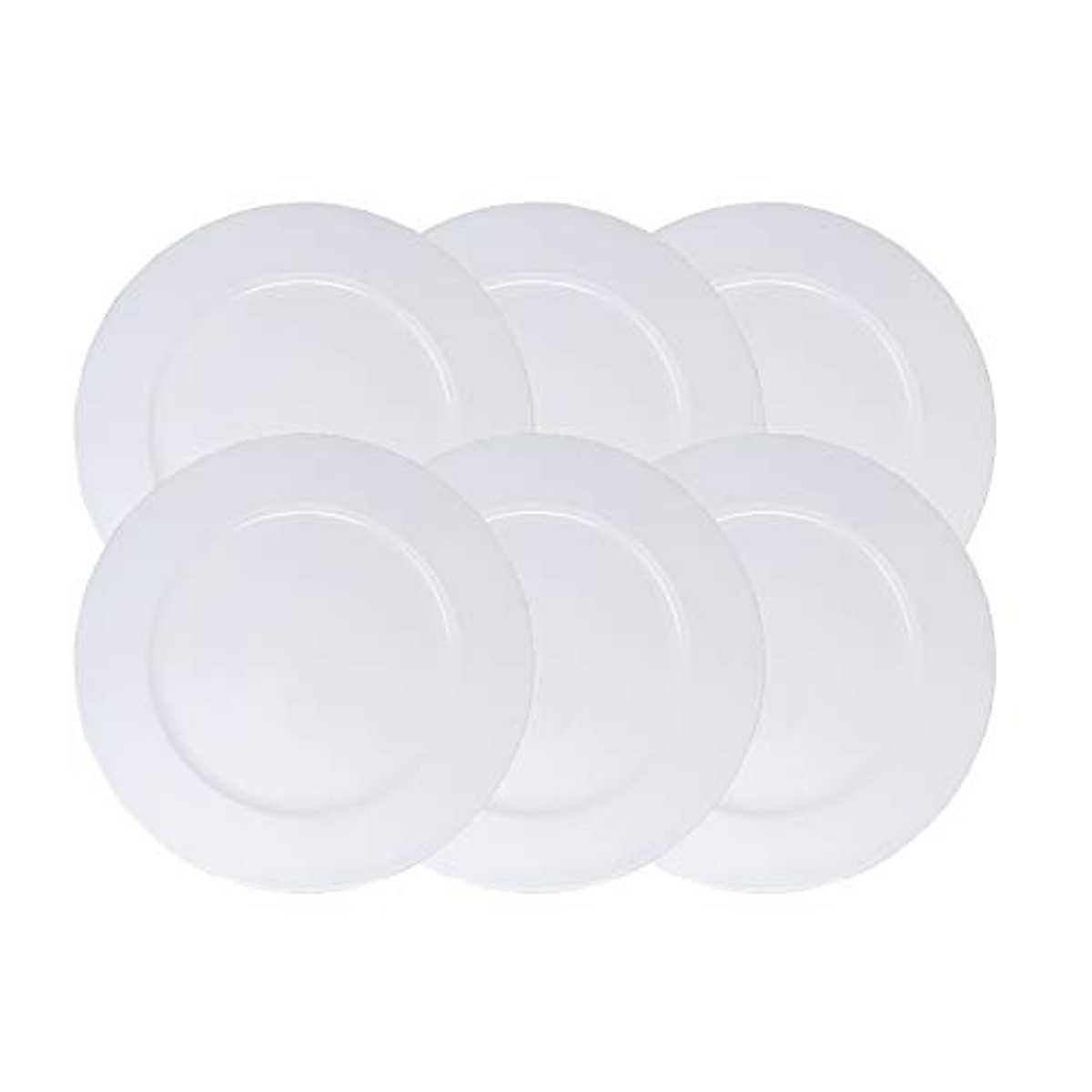Ms Lovely Metallic Foil Charger Plates - Set of 6 - Made of Thick Plastic - White