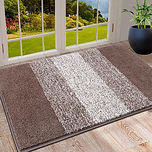 Vaukki Indoor Doormat Entryway Door Rug, Non Slip Absorbent Mud Trapper Mat Inside Floor Mat, Washable Small Door Carpet for Entryway (24''x36'', Coffee)