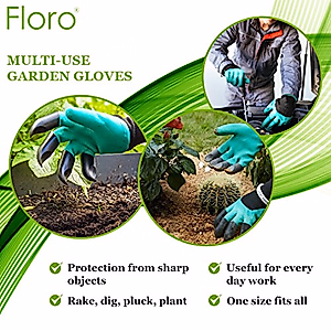Floro Garden Gloves with Claws, Chicken Coop Cleaning, for Digging, Pruning & Poking, All in One Gardening Tool, Durable Hand Protectors, handwear for Gardeners & DIY Hobbyists