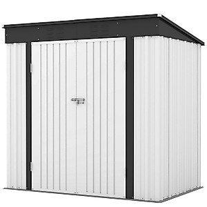 Patiowell 6x4 FT Outdoor Storage Shed, Water-Resistance Metal Outdoor Sheds with Vents & Lock, Garden Shed of Galvanized Steel for Lawn, Patio, Backyard Garden Tools, Bikes, White
