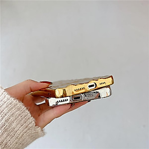 Yebowe Compatible with iPhone 13 Pro Max Case, Cute 3D Tin Foil Pleated Luxury Phone Cover for Women Girls Shiny Bling Designer Soft Silicone Case for iPhone 13 Pro Max, Gold