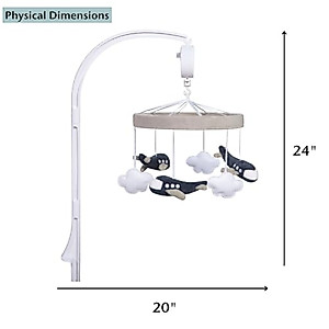Sammy & Lou Airplane Baby Crib Mobile with Music, Crib Mobile Arm Fits Standard Crib Rail