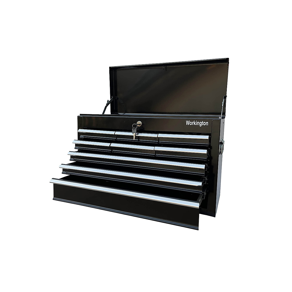 Workington Portable Metal Tool Chest with 9 Drawers, 24" 9-Drawer Tool Chest Cabinet with Ball Bearing Drawer Slides, Steel Tool Storage Box Organizer 4006 Black