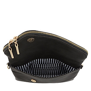 FashionPuzzle Envelope Wristlet Clutch Crossbody Bag with Chain Strap (Charcoal Grey) One Size