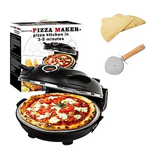 AplysiaTech Pizza Oven – Electric Pizza Oven Indoor Portable, 12 Inch Indoor Pizza Oven Countertop, Stone Baked Pizza Maker Heats up to 800˚F for Brick Oven Taste at Home As Seen on TV, 32cm, black