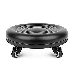 Lilithye Small Rolling Stool with Wheels for Shop Garage Garden Portable Low Rolling Stools Multifunction Round Black Roller Seat Stool