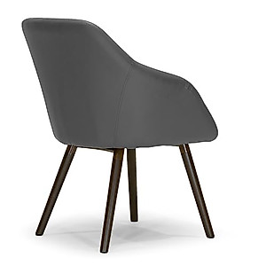 Glamour Home Set of 2 Adaya Grey Faux Leather Arm Chair with Beech Legs