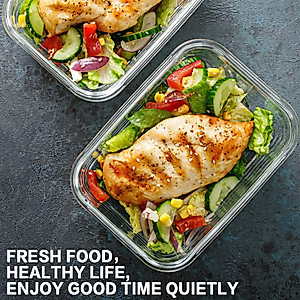 Bayco 10 Pack Glass Meal Prep Containers, Glass Food Storage Containers with Lids, Airtight Glass Lunch Bento Boxes, BPA-Free & Leak Proof (10 lids & 10 Containers) - Grey