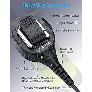 Speaker Mic with Reinforced Cable for Motorola Radios XPR3300 XPR3500 XPR3300e XPR3500e XPR 3300 3500 3300e 3500e, Noise Reduction Remote Shoulder Microphone, Clear Transmission