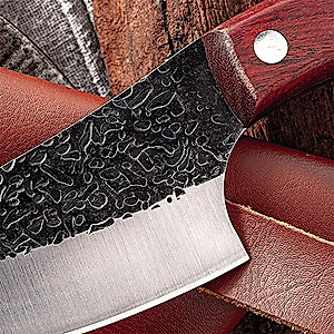 Balaweis Chef Knife 5 inch Professional Kitchen Boning Knife Sharp Blade Cutting Cooking Stainless Steel Knife Handmade Forged Hammered kitchen Knife Outdoor BBQ Portable travel Meat Cleaver