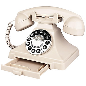 Audio Guest Book Phone Audio GuestBook Weddings Phones Record Customized Audio Messages Guest Book Alternatives Classic Retro Phone for Parties Birthdays Rentals Confessions Special Occasions (Beige)