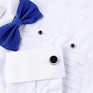 HAWSON Crystal Cuff Links and Studs Set for Mens Tuxedo Shirts Wedding Accessories