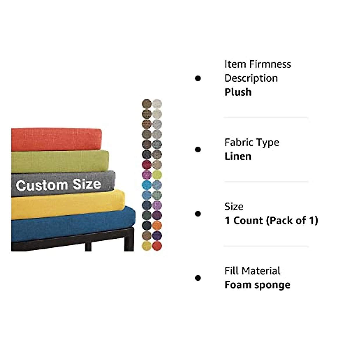 Gmsqj Custom Bench Cushions,Personalized Size Bench Pad with Non-Slip Bottom,Indoor/Outdoor Thickened Foam Furniture Cushion for Garden Patio Bench,Bay Window,50D High Elastic Sponge Filling