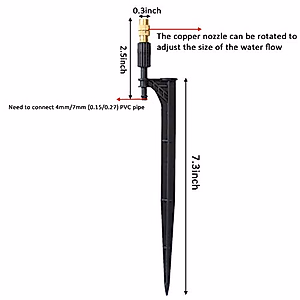 Drip Irrigation Sprinkler, 1/4" Drip Irrigation Dripper Adjustable 360 Degree Drip Irrigation Watering System Used for 4mm/7mm PVC Pipe (0.15"/0.27") Lawn Garden (Copper Nozzle （20pcs）)
