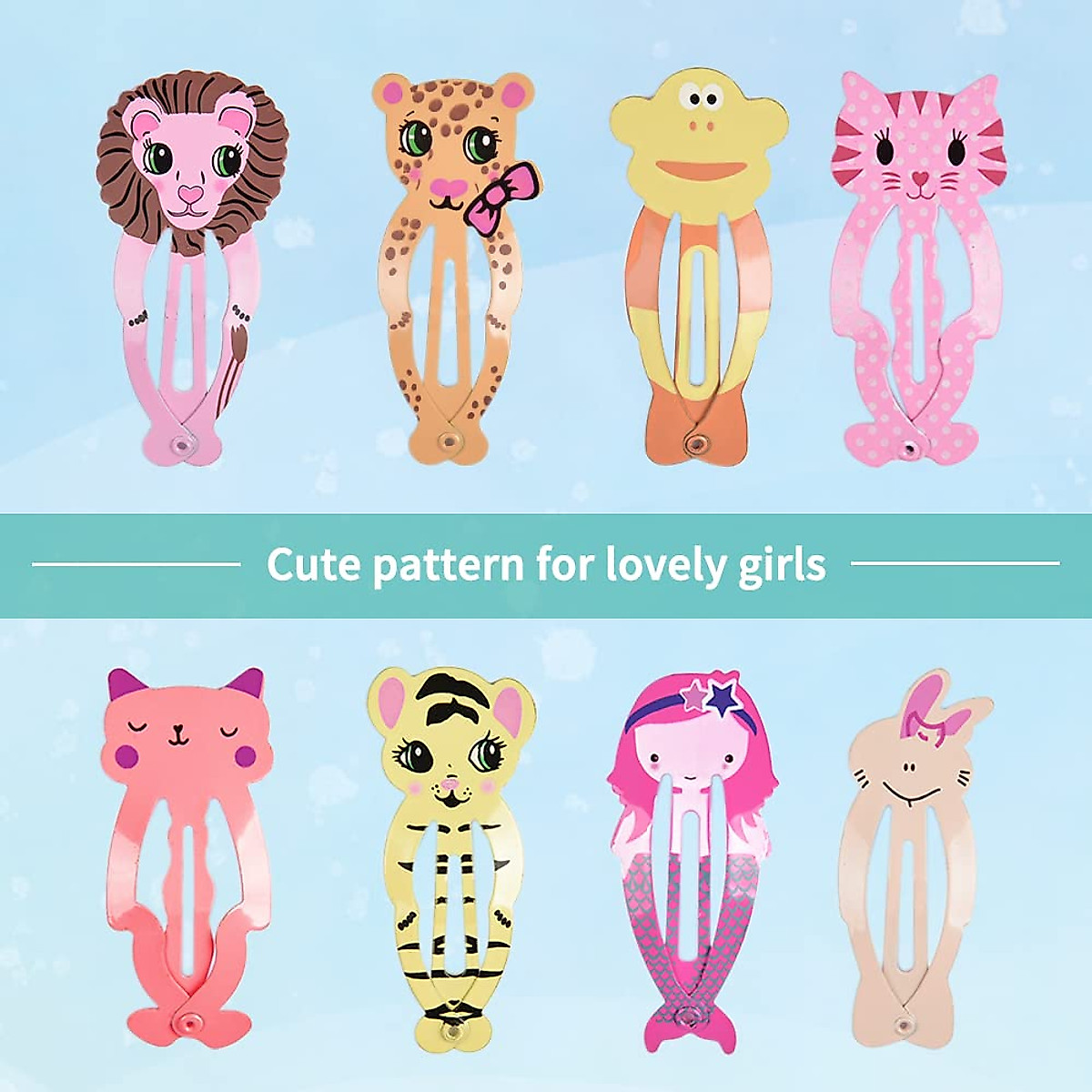 IKOCO Hair Clips for Girl, 42Pcs Animal Pattern Snap Hair Clips, Cartoon Design Barrettes for Toddler Girls