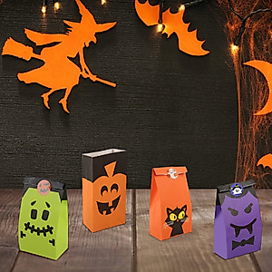 Rulyyo Halloween Trick or Treat Goody Gags Gift Bags, 8 Design, 40 PCS Halloween Treat Bags Party Favor Candy Bags