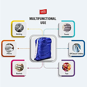 Pack of 3 Heavy Duty Travel Laundry bag blue XL (30 * 40) with straps, Nylon Material, Locking Drawstring, Durable and washable, Extra large bag, Rip and Tear Resistant,Mesh bag dirty Cloth Organizer