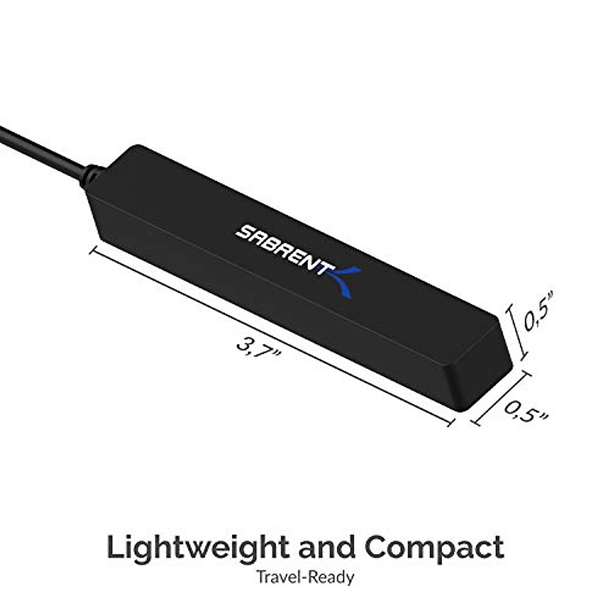 SABRENT 4 Port Portable USB 2.0 Hub (9.5" Cable) for Ultra Book, MacBook Air, Windows 8 Tablet PC (HB-MCRM)