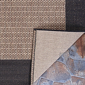 Couristan Recife Checkered Field Indoor/Outdoor Area Rug, 3'9" x 5'5", Cocoa-Black