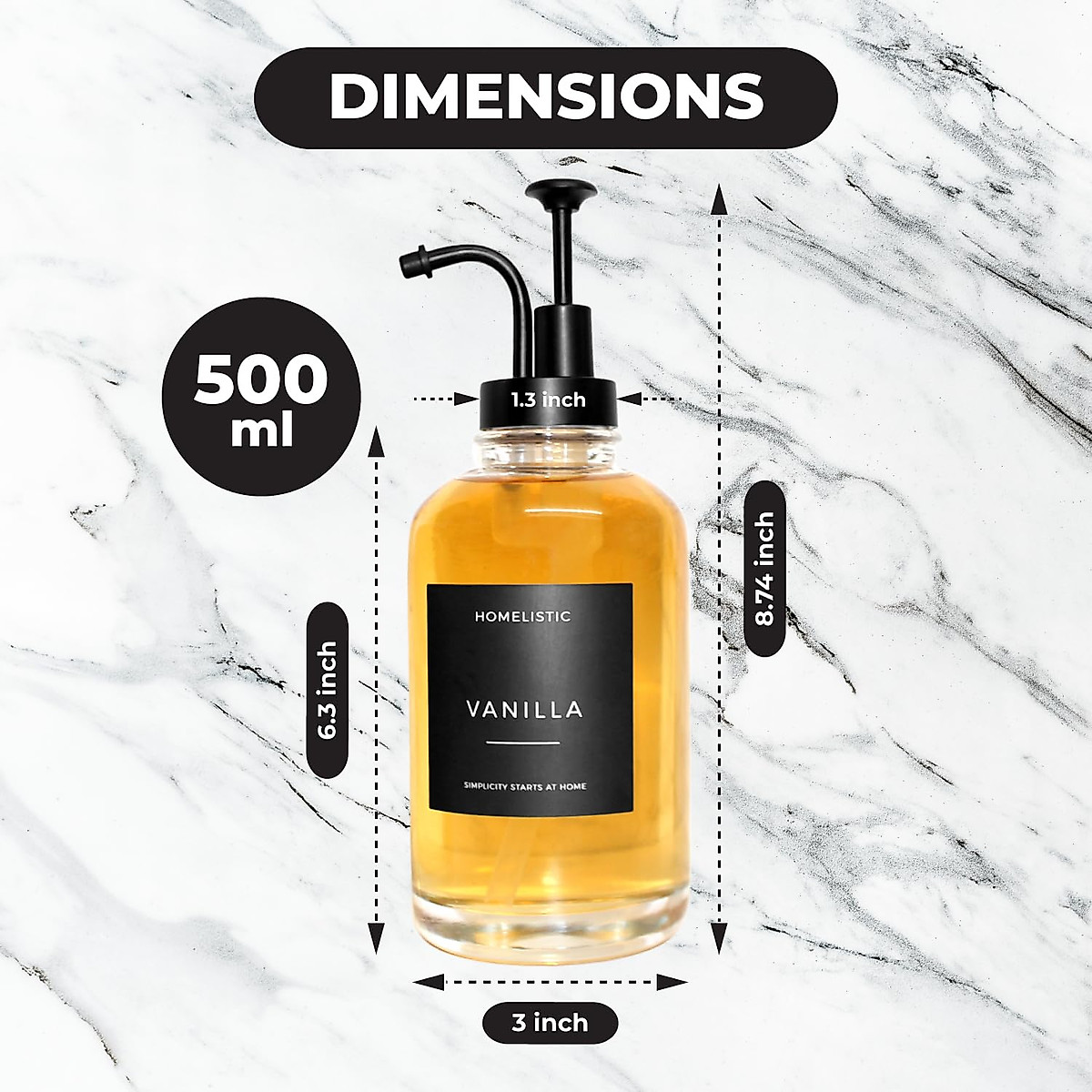 Homelistic Syrup Dispenser for Coffee Bars, Set of 2 Glass Syrup Bottles with Black Pumps, 16.9 oz 500 ml, Coffee Bar Accessories, Includes Sugar Free Coffee Syrup Labels in Black