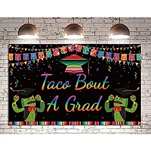 Taco Bout A Grad Backdrop Banner Mexican Graduation Class of 2023 Cactus Cap Party Photography Background Wall Decoration