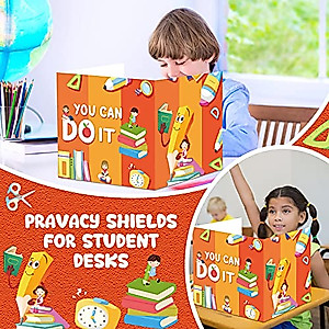 12 Pcs Privacy Boards Classroom Privacy Screen Bright Colored Desk Privacy Panel Classroom Desk Dividers for Students Privacy Folders for School Teacher Student Study Test Office Supplies (Elegant)