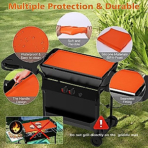 KNHUOS 28'' Griddle Mat Silicone for Blackstone, Silicone Griddle Cover Upgraded Handle-Design,Protective BBQ Grill for Blackstone Protector Accessories Kit & Indoor Outdoor